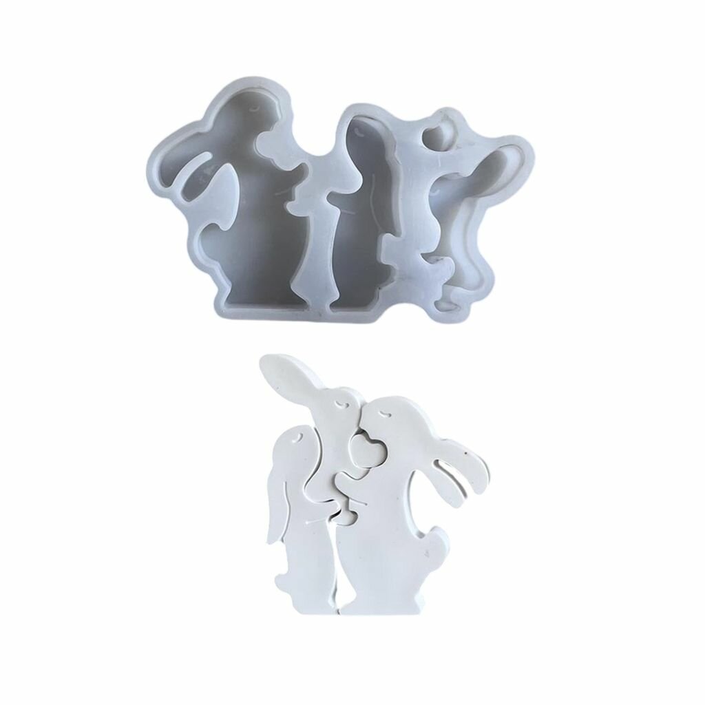 Аксессуар для Пасхи, Силиконовая форма для фигурок зайцев на Пасху - семейный заяц x872, один