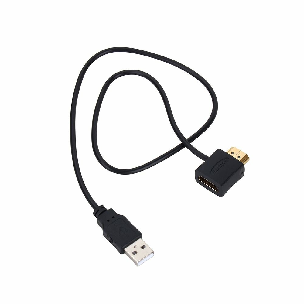 Кабель HDMI male-female 50см, с USB-питанием