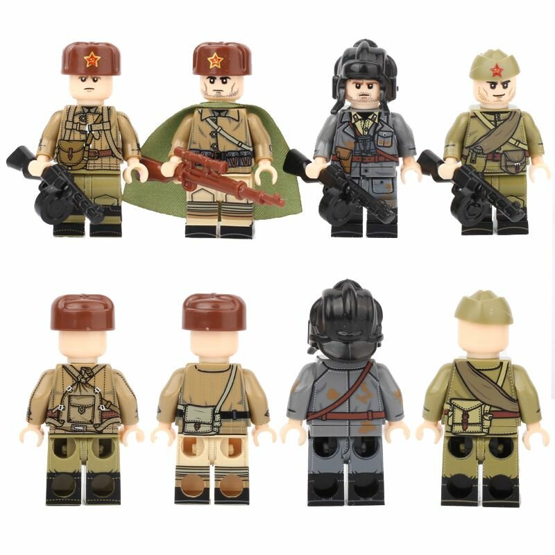 Набор минифигурки Военная серия(Military series) /Modern soldier, Советские солдаты во Второй мировой войне, Русская гвардия, совместим с легo конструкторами 4 шт (4.5см, пакет)/JR001-004