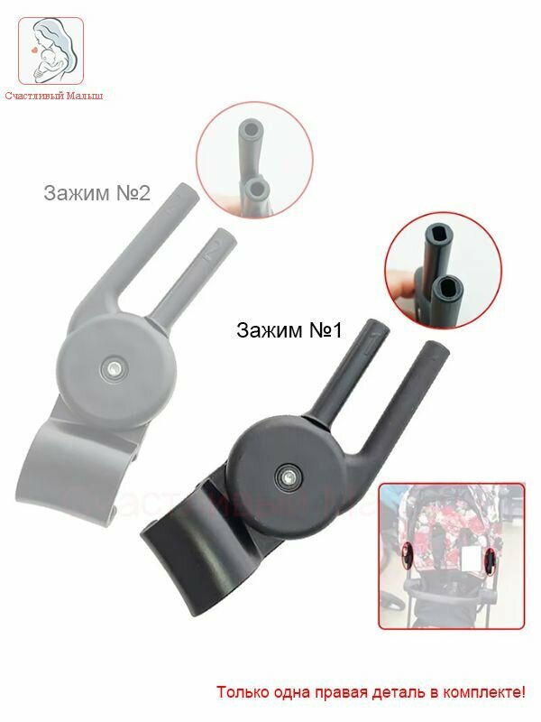 Зажим для крепления тента прогулочной коляски фиксатор дуги козырька для Cybex Priam 3/4, Mios 2/3. Клипса для крепления навеса, сменная деталь - Зажим №1