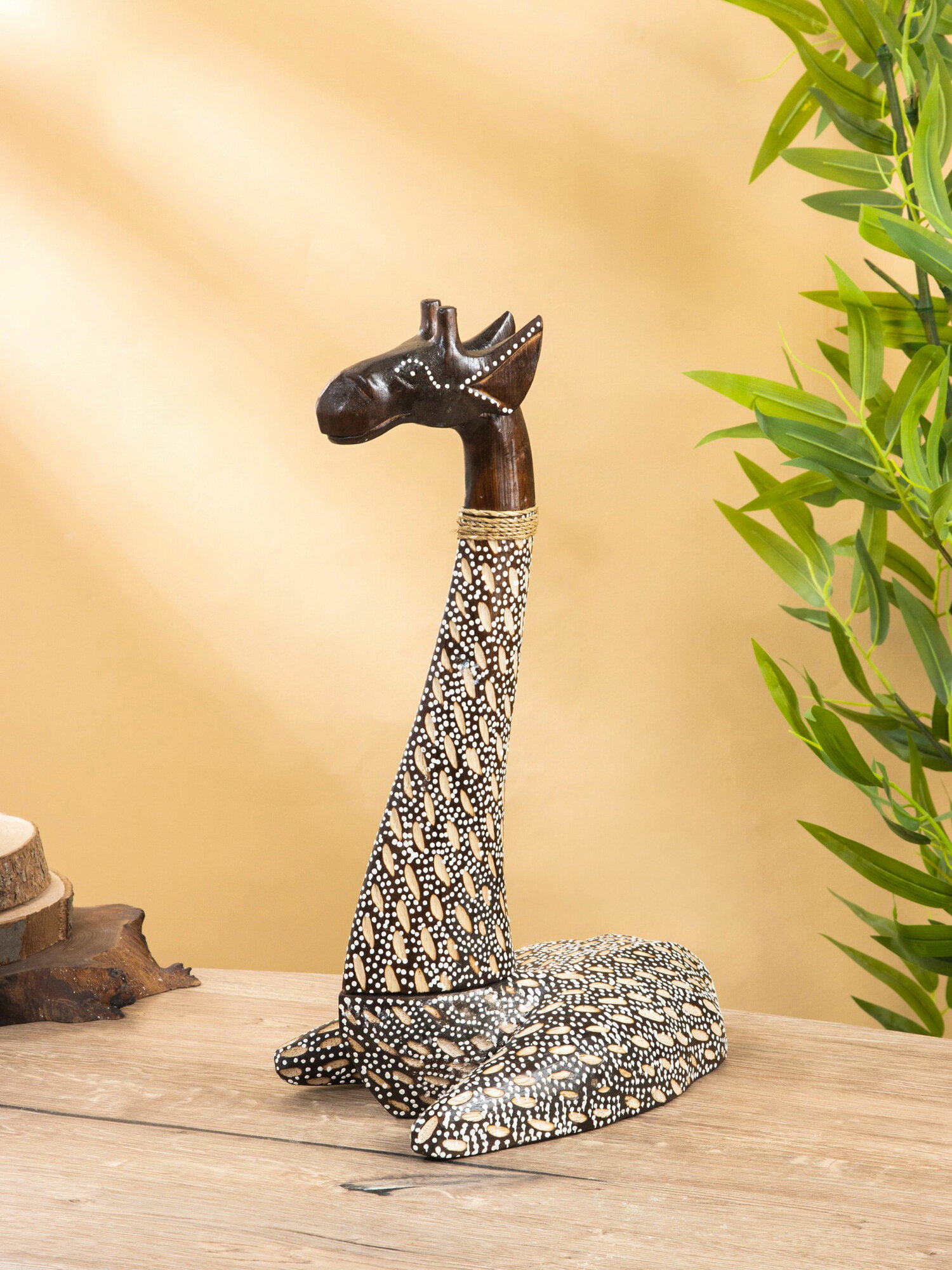 Фигура "Жираф", 25x13x40 см, бежево-коричневая, дерево, цвет: коричневый
