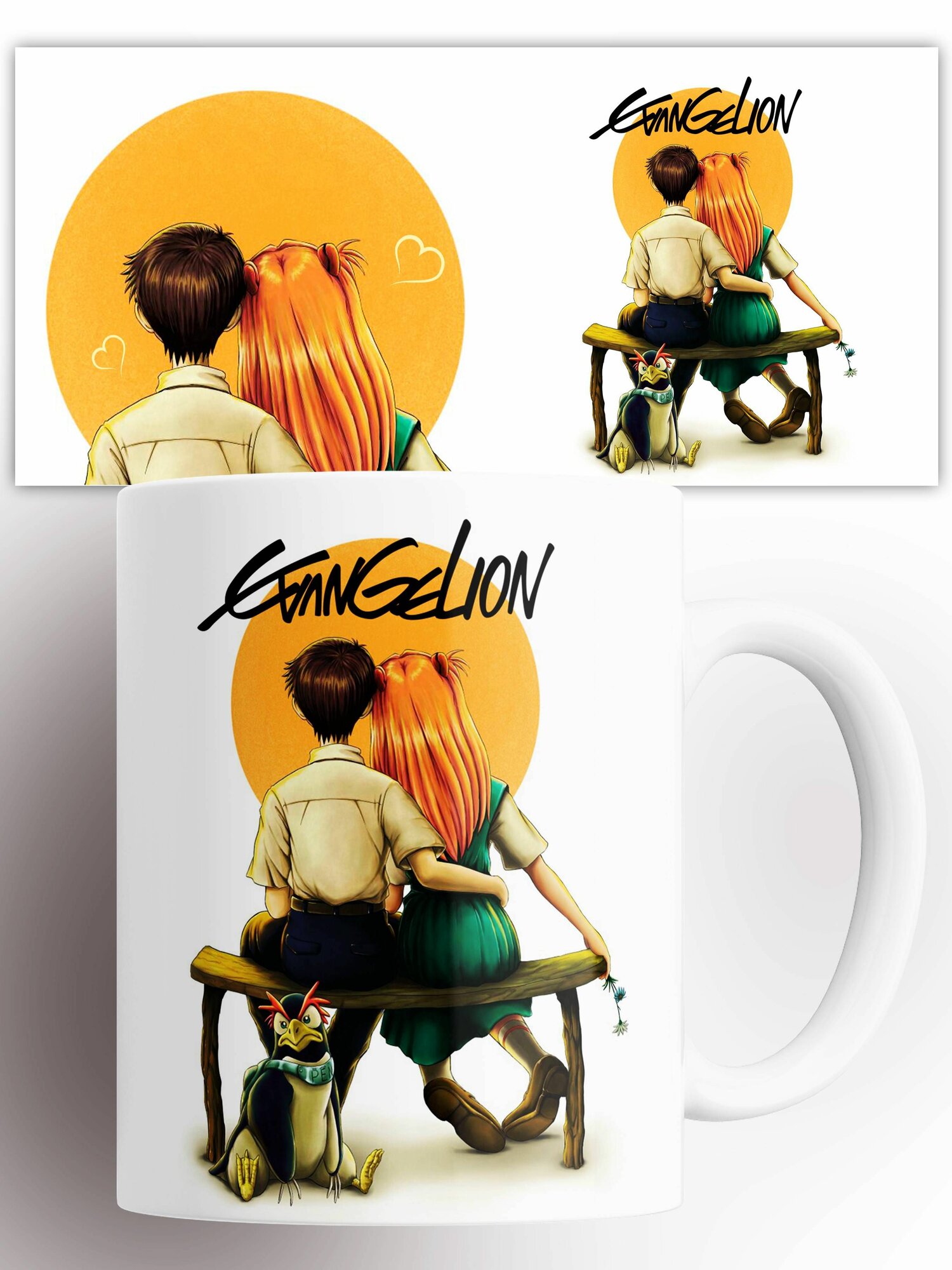 Кружка аниме Евангелион Синдзи Икари и Сорью Аска Лэнгли 330 мл