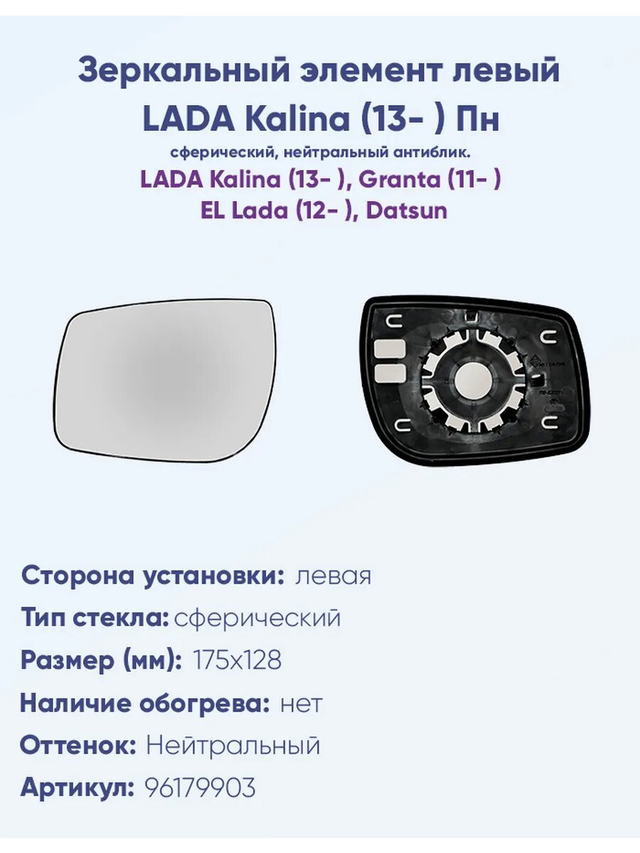 Зеркальный элемент левый LADA Kalina (13- ) Пн 96179903