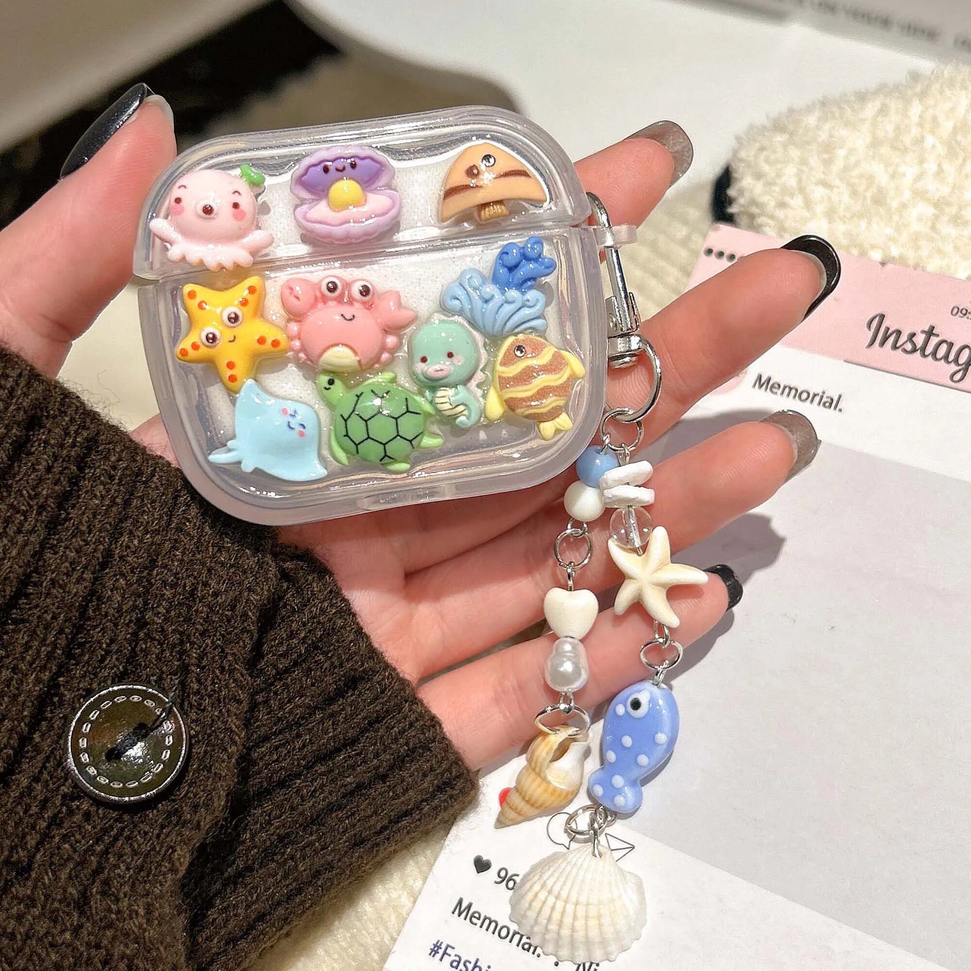 Противоударный чехол для гарнитуры с морскими 3D-звездами и фруктами для apple airpods 4, 2, 3, 1 pro, 2nd, чехол для беспроводных Bluetooth-наушников, зарядное устройство