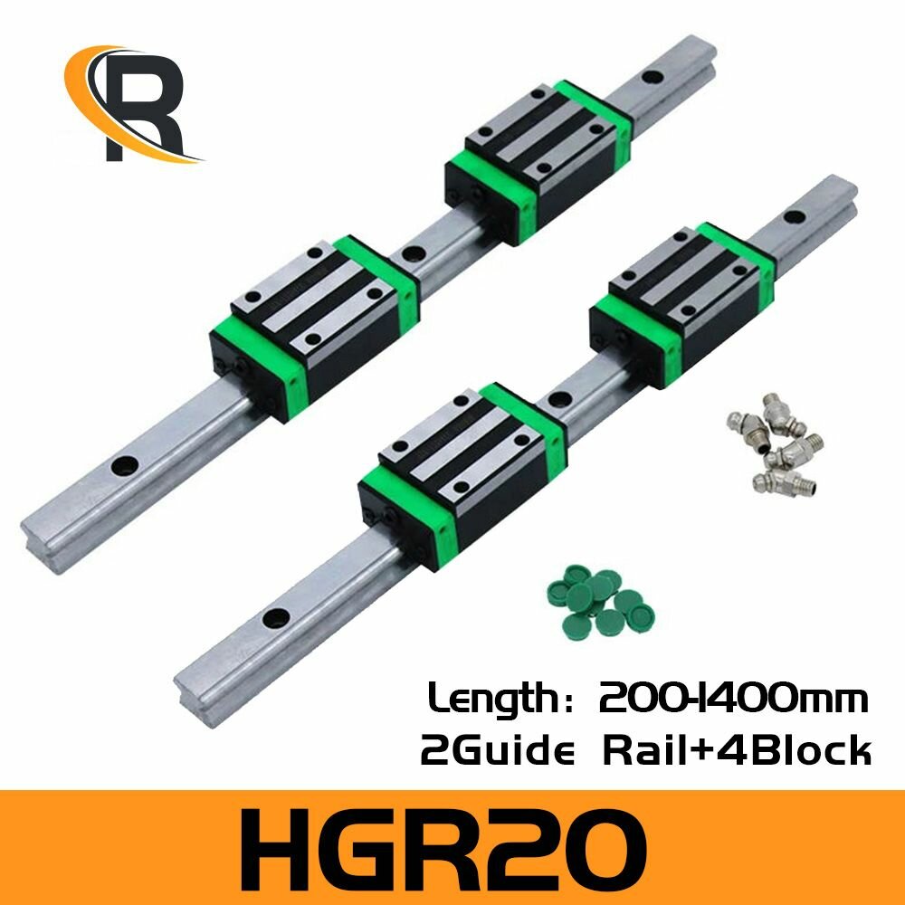Квадратная линейная направляющая,2шт HGR15/HGR20 300-1400 мм + 4шт HGH15CA/HGH20CA