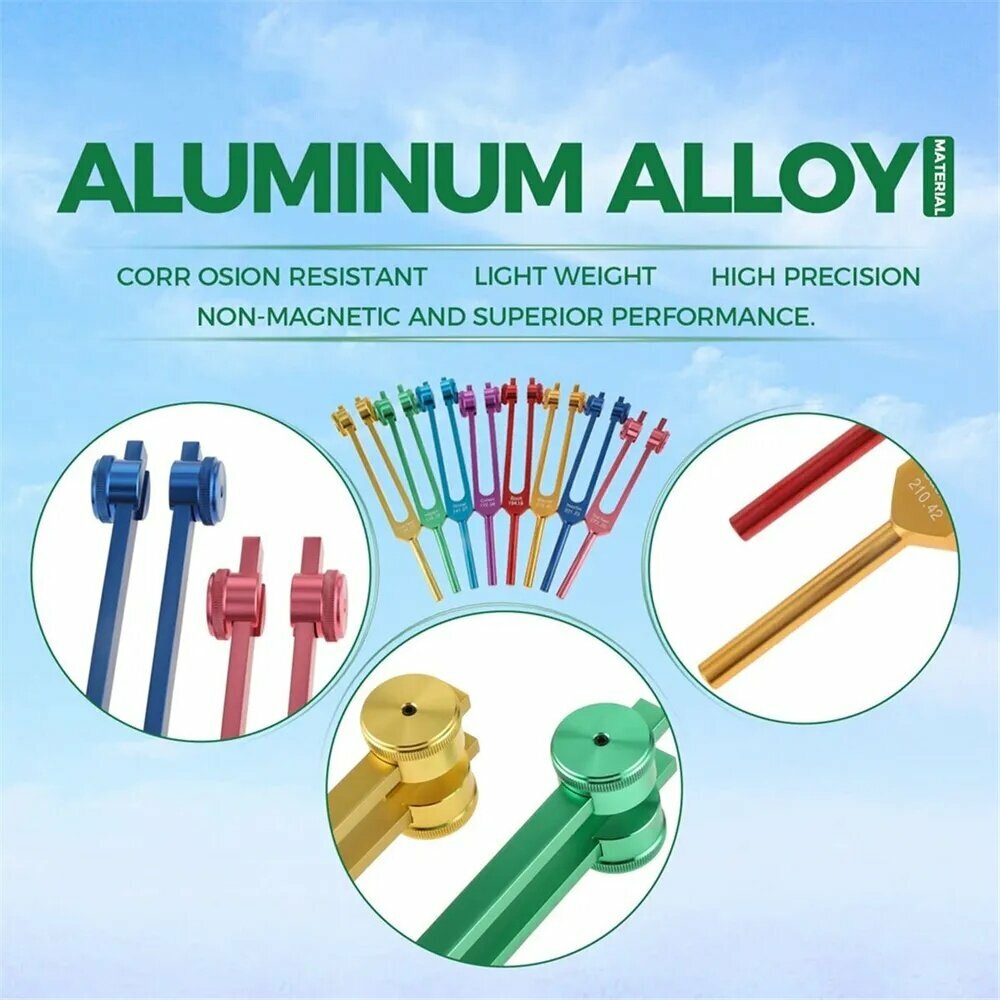 Набор камертонов для чакр, для медитации, йоги, исцеления звуком, многоцветный