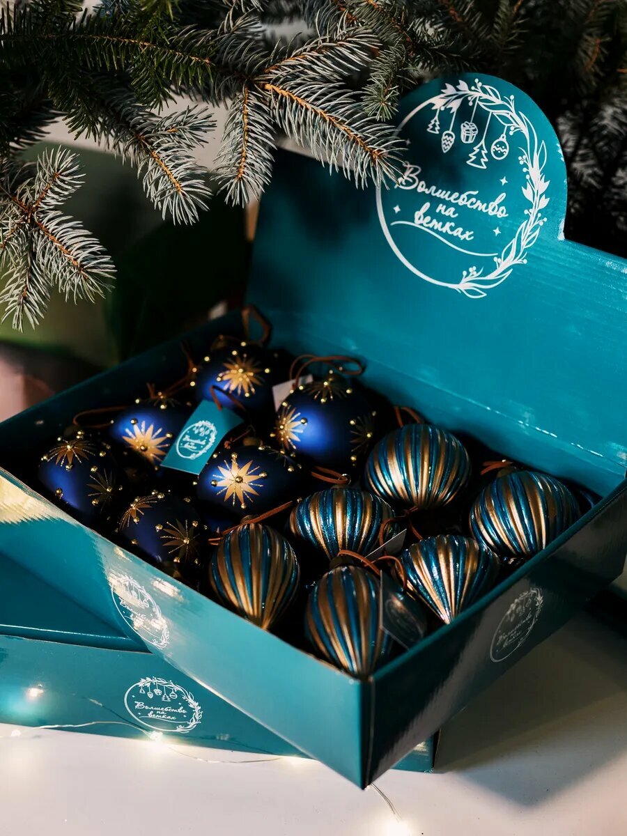 Елочные игрушки новогодние украшения набор 12шт