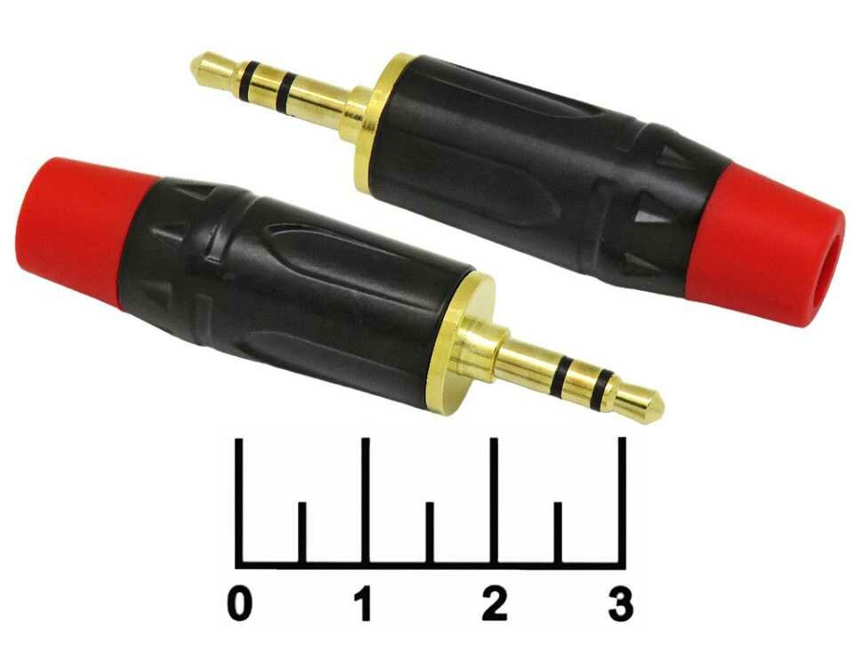 Разъем AUD 3.5 штекер стерео gold красный