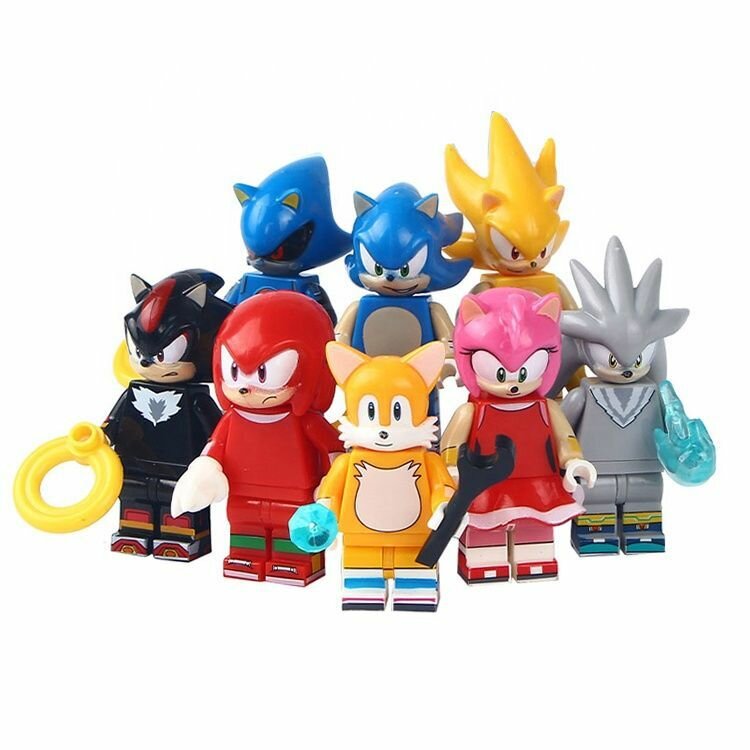 Набор минифигурки Супер Соник / Super Sonic совместимы с конструкторами 8шт (4.5см, пакет) /wm6086