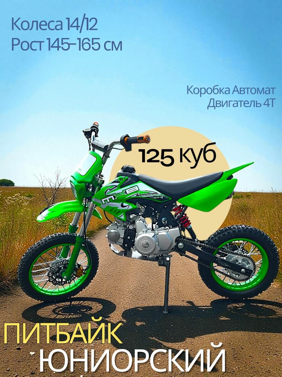 Питбайк бензиновый 125 кубов 4Т автомат колеса 14/12