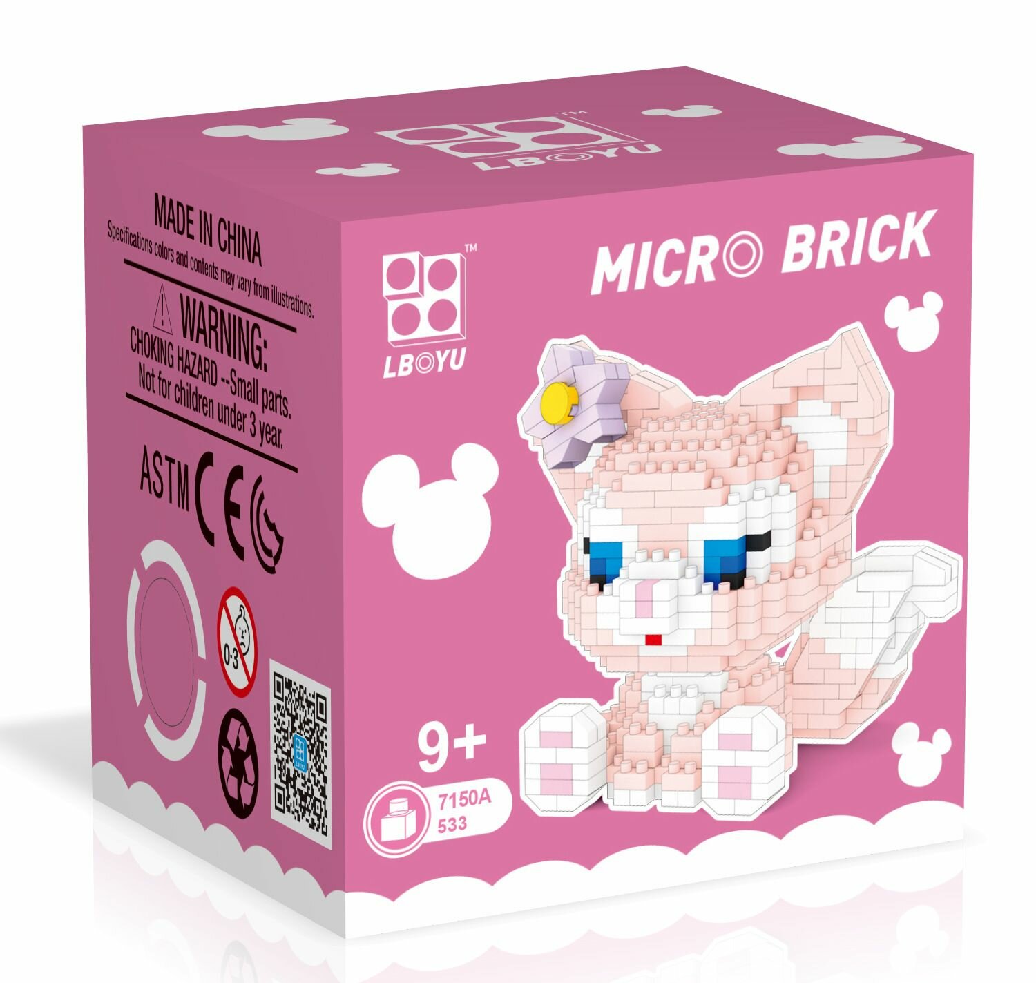 Алмазная мозаика "Клубничный Медвежонок", Конструктор из мелких деталей, Набор для сборки и развития моторики, Подарок для детей на день рождения