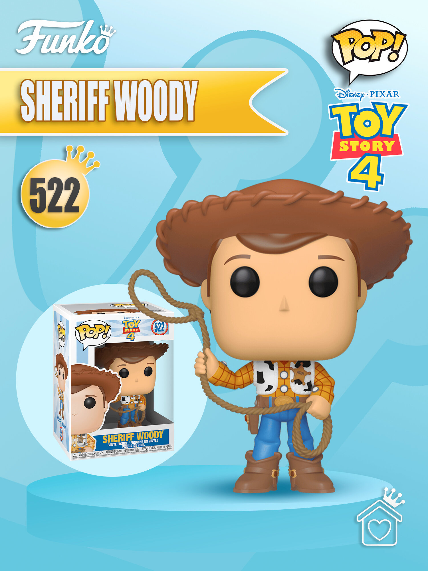 Фигурка Funko Pop! Sheriff Woody 522 Toy Story Шериф Вуди из мультика История игрушек 4
