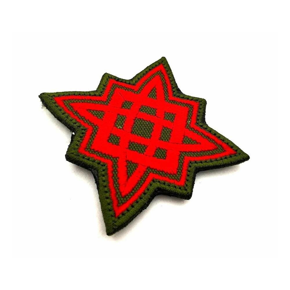 Шеврон "Звезда Руси", вышивка, мягкая липучка, красный, олива