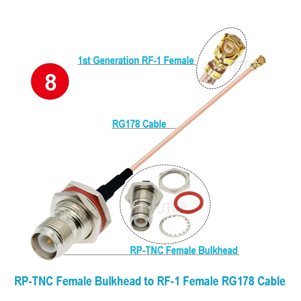 BEVOTOP RF кабель TNC-RF-1/MHF4 10см 20CM, RPTNC F WP to 1F 178