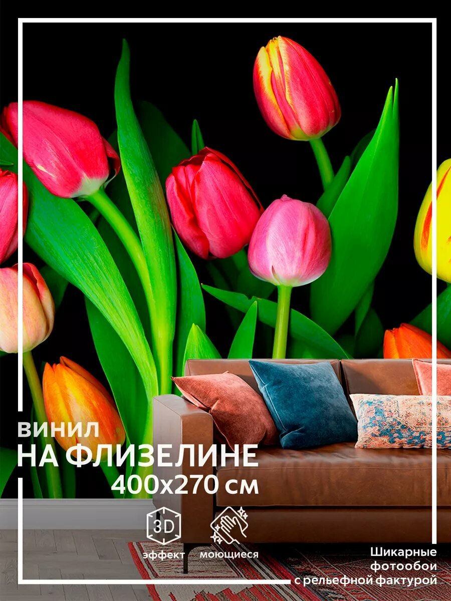 Фотообои Цветы Тюльпаны в детскую в спальню на кухню 400х270