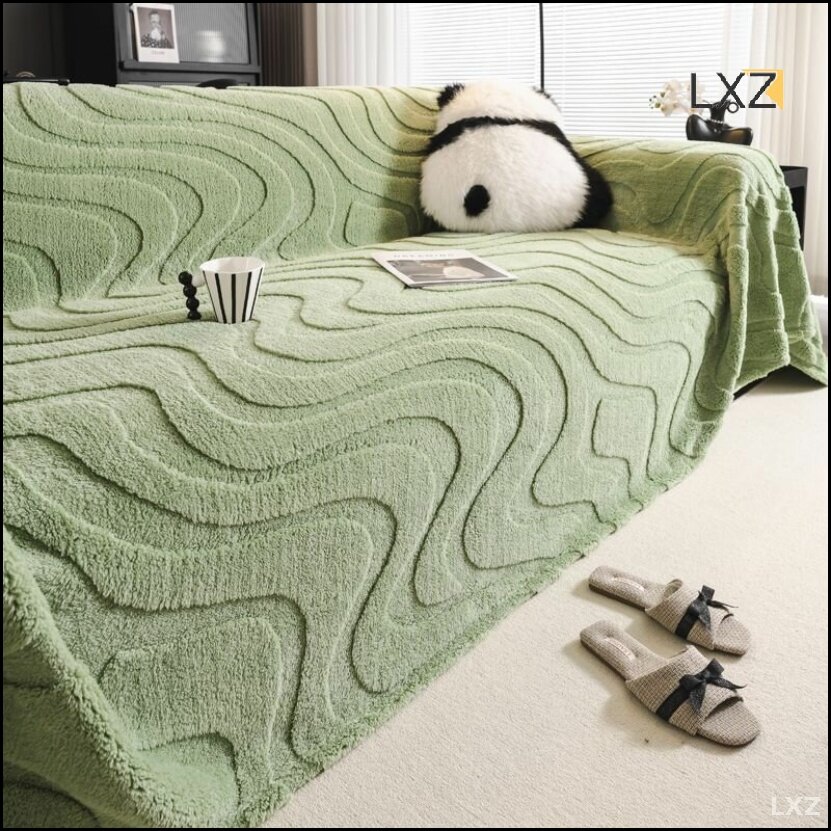 Плед вязаный "Семейный", полиэстер, светло-зеленый, 3D дизайн, 180x240 см