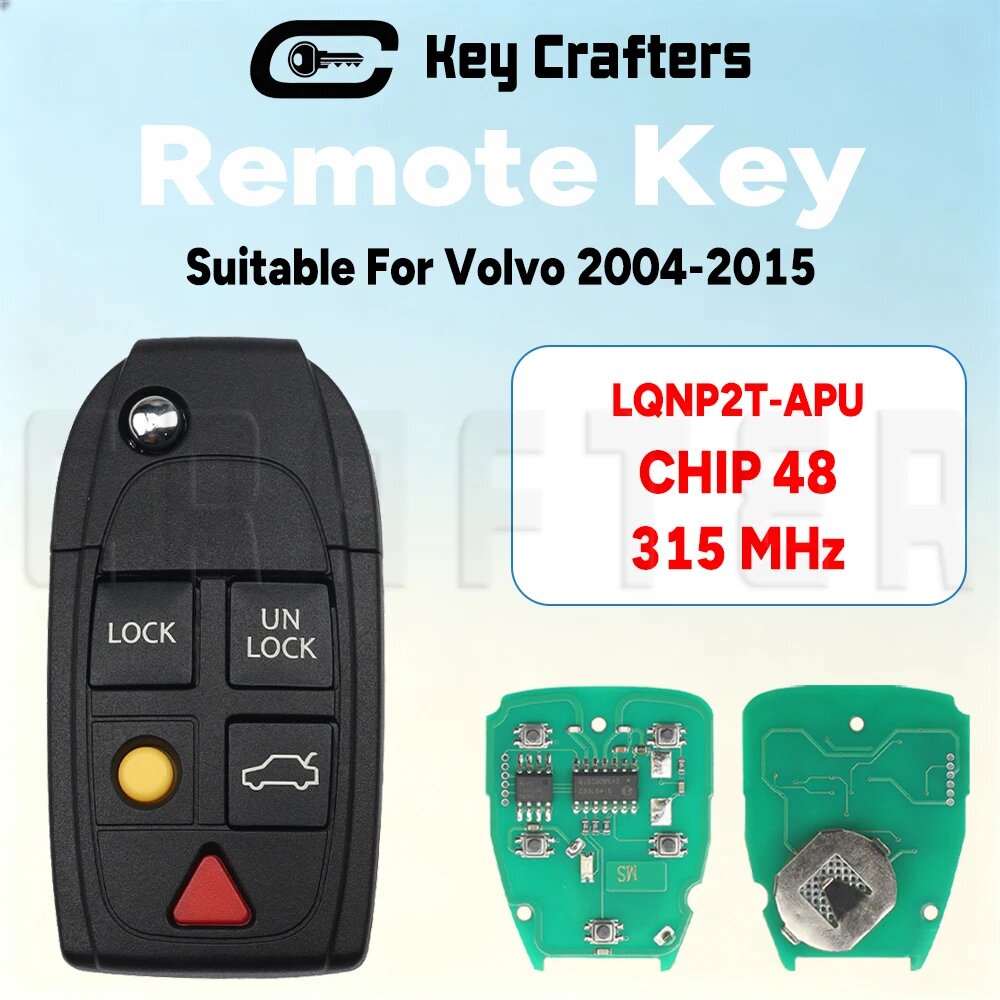 Ключ Crafters FCC ID: LQNP2T-APU 315 МГц ЧИП ID48 Откидной дистанционный ключ от автомобиля для Volvo XC70 XC90 S60 S70 S80 V70 2004-2015