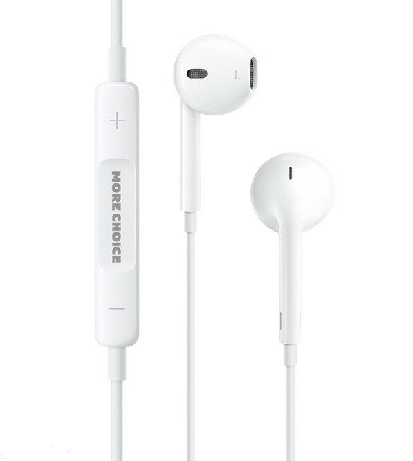 Наушники вкладыши AUX разъём с МК длина 1.2м More choice G11 Original Apple (White)