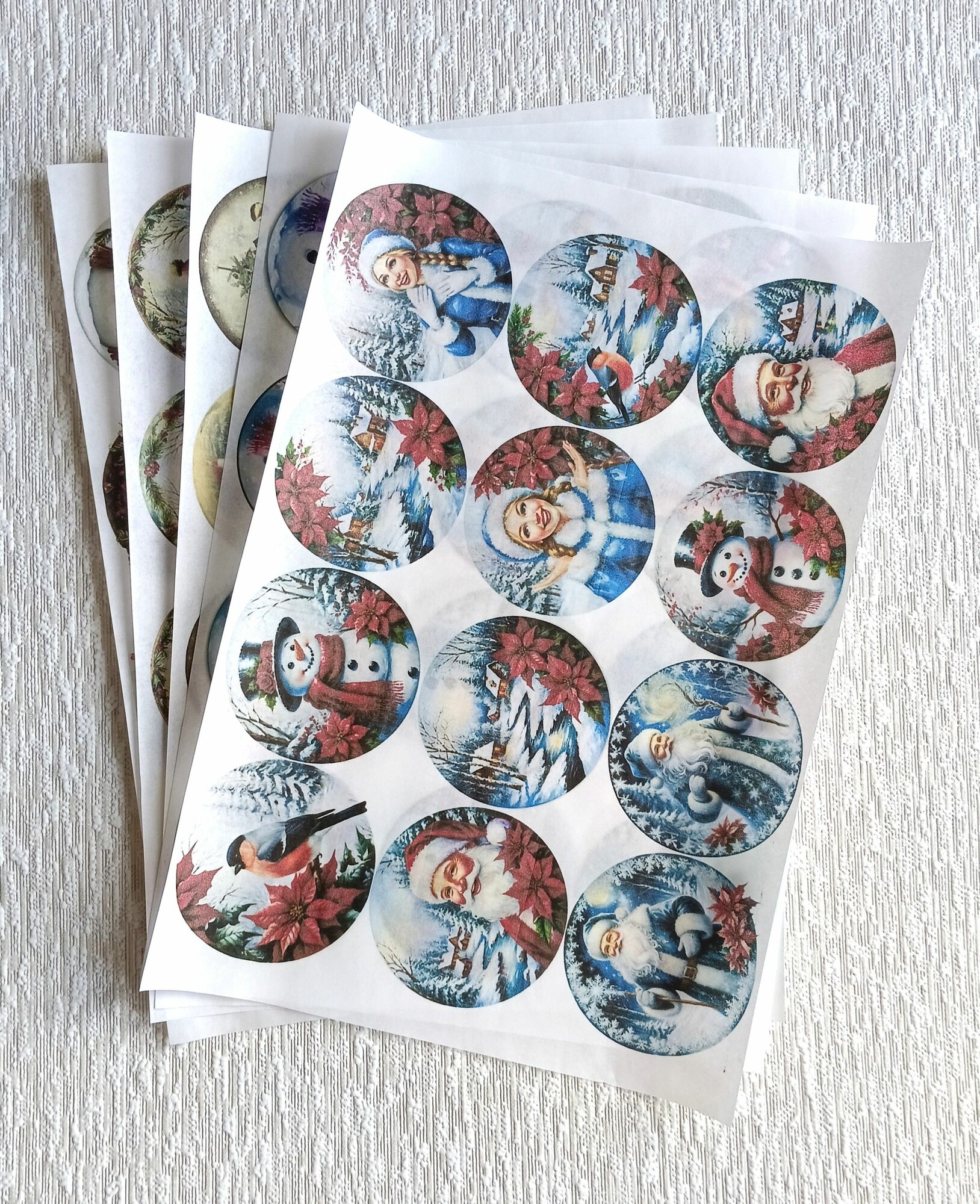 Набор бумаги для декупажа "Зима" 5 листов А4, 40 гр/м2.