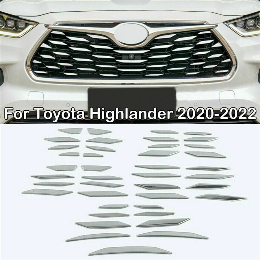 Для Toyota Highlander 2020-2022 Хромированная Отделка Решетки Радиатора Переднего бампера из нержавеющей стали