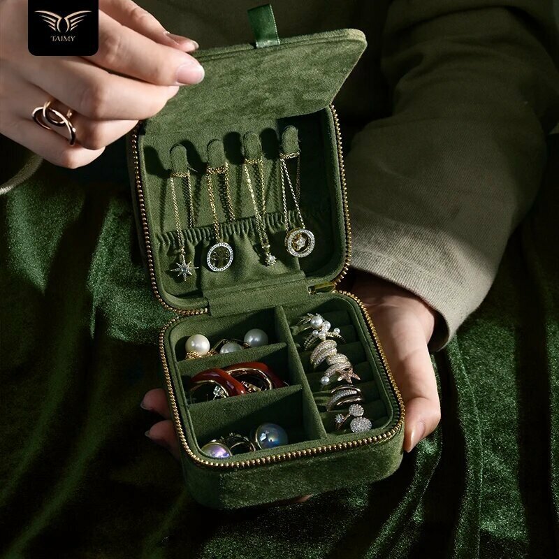 TAIMY бархатная дорожная шкатулка для украшений, Green, M
