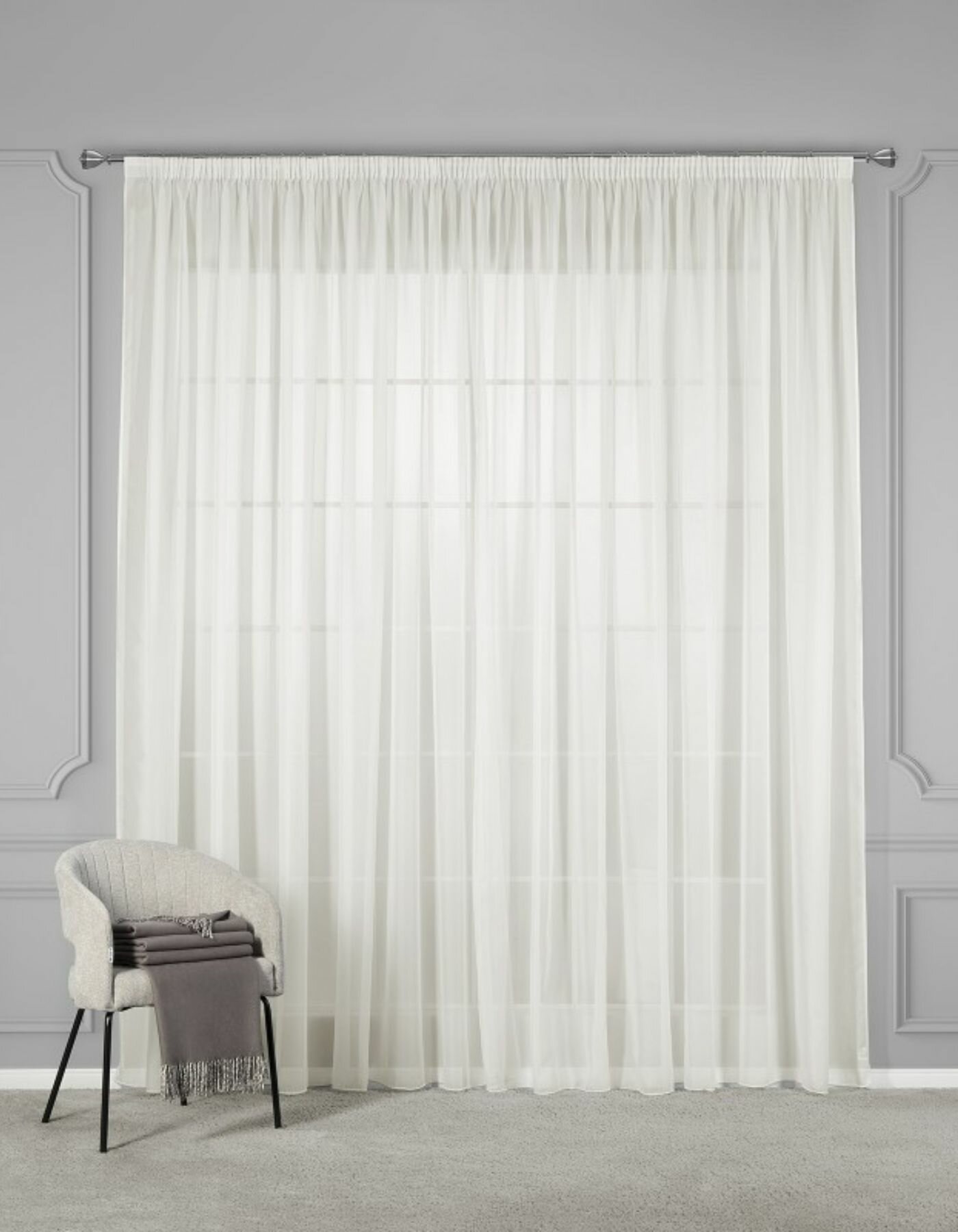 Togas Тюль для комнаты "Бертье" жаккард, высота 275 на 500 ширина, экрю