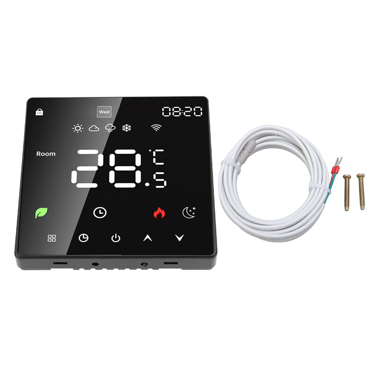 Контроллер температуры нагрева напори 16A Wi -Fi цифровой ЖК -дисплей программируемый ручный управление автоматическим управлением для дома Black