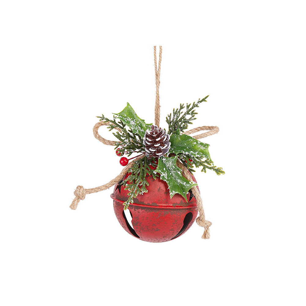 Большой винтажный рождественский колокол, шебби-шик декор, уникальная подвеска-звенелка