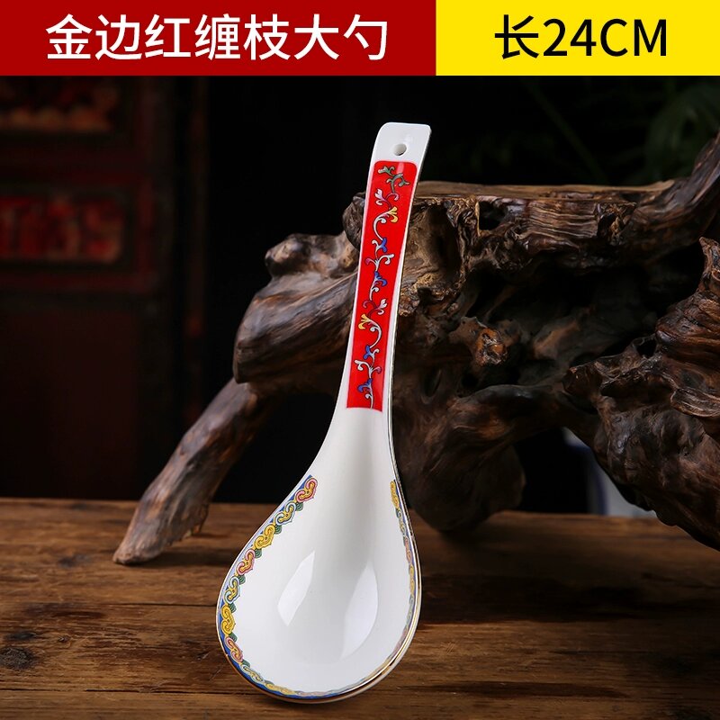 Керамическая ложка для супа в китайском стиле, большая бытовая ложка для супа с длинной ручкой для подачи супа, большая