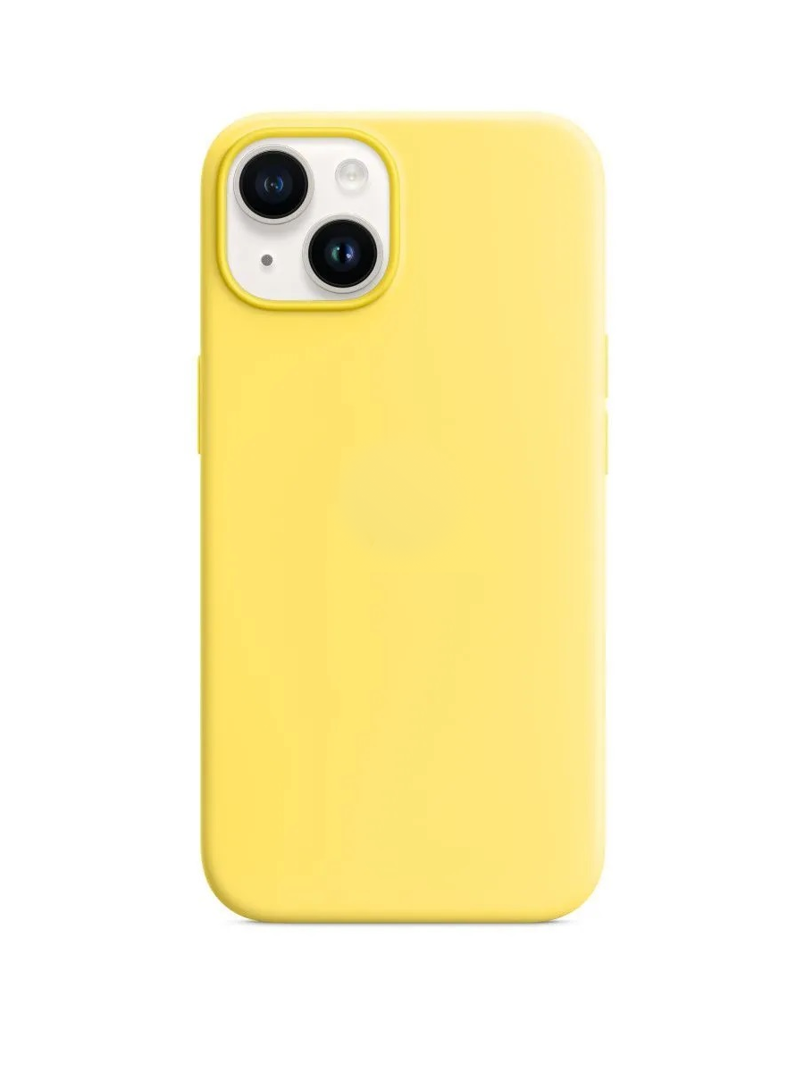 Чехол силиконовый Магсейф для iPhone 14 Canary Yellow с анимацией NFC, Silicone case Магсейф для айфон 14 - Желтый
