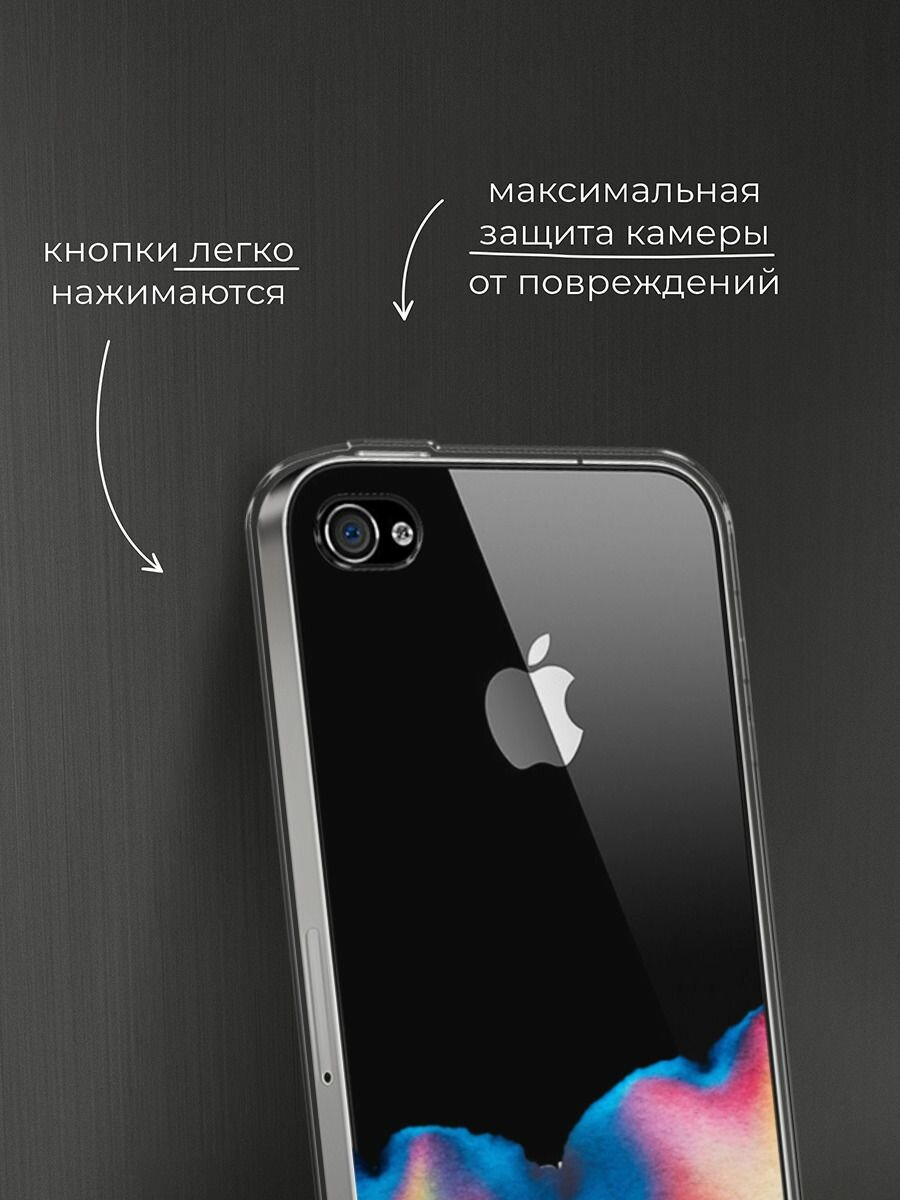 Чехол на Apple iPhone 4/4S / Айфон 4/4S с принтом Акварельное сочетание, прозрачный — фото 1