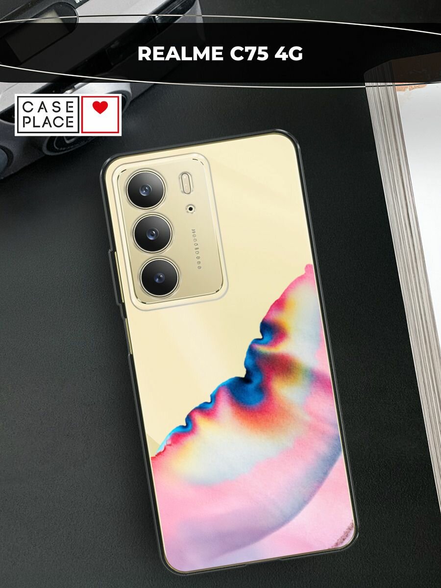 Чехол на Realme C75 4G / Реалми C75 4G с принтом Розовая акварель, прозрачный