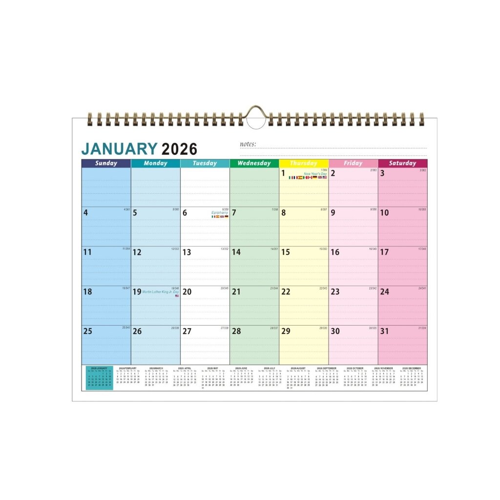 2026 2027 Английский Календарь YO Coil Настенный Календарь-020