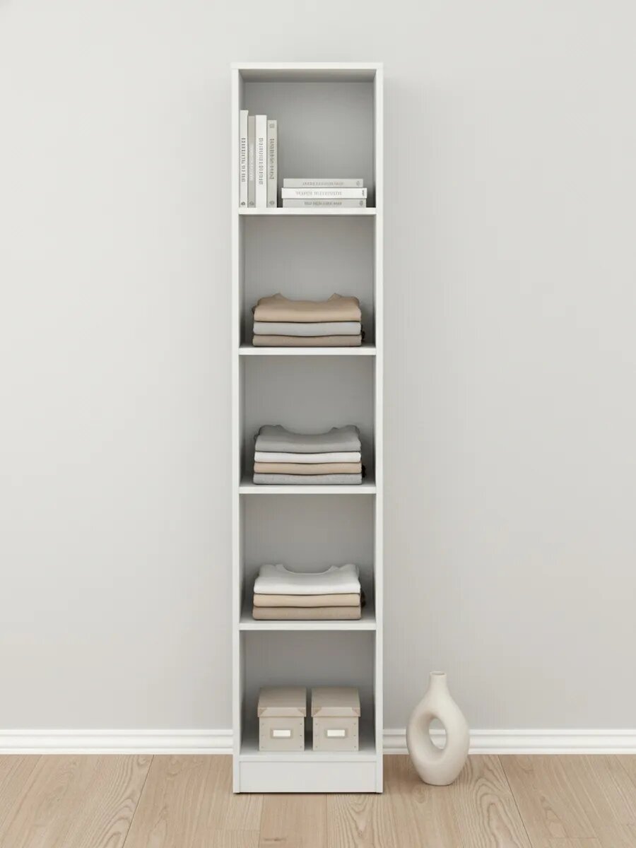 С полками распашной пенал шкаф FRESTER для одежды в прихожую, от производителя