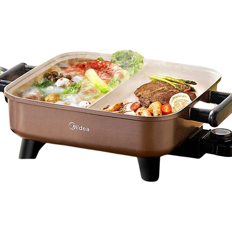 Электрическая фондюшница Midea, коричневая, для приготовления фондю, 800 Вт, компактная
