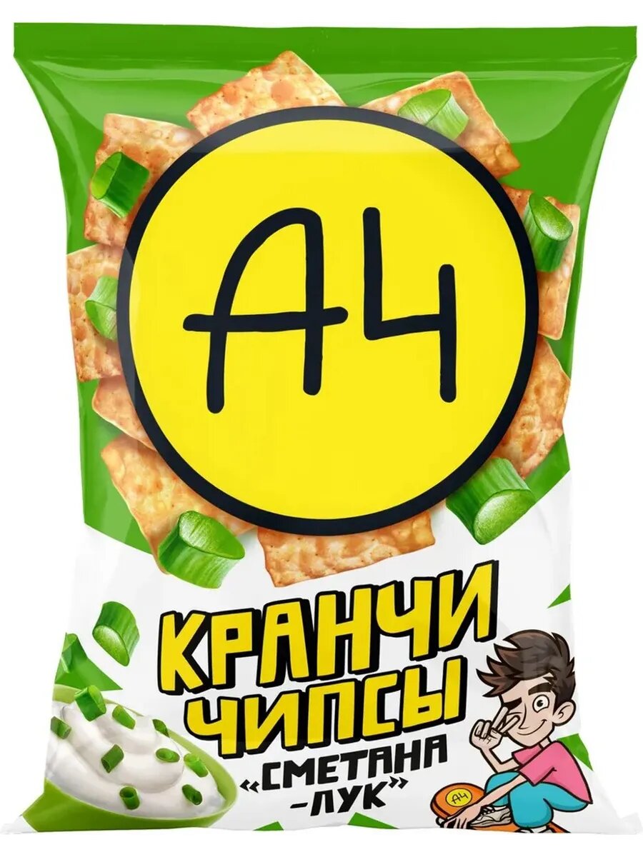 Кранчи 1 пачка сметана и лук Чипсы А4 80 грамм