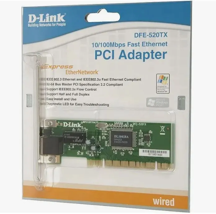 Сетевая карта PCI D-link DFE-520TX rev. A2 чип DL10028A боксовая версия