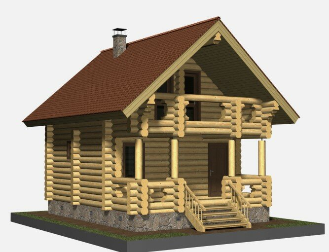 Проект бани из сруба с мансардой № 22/01