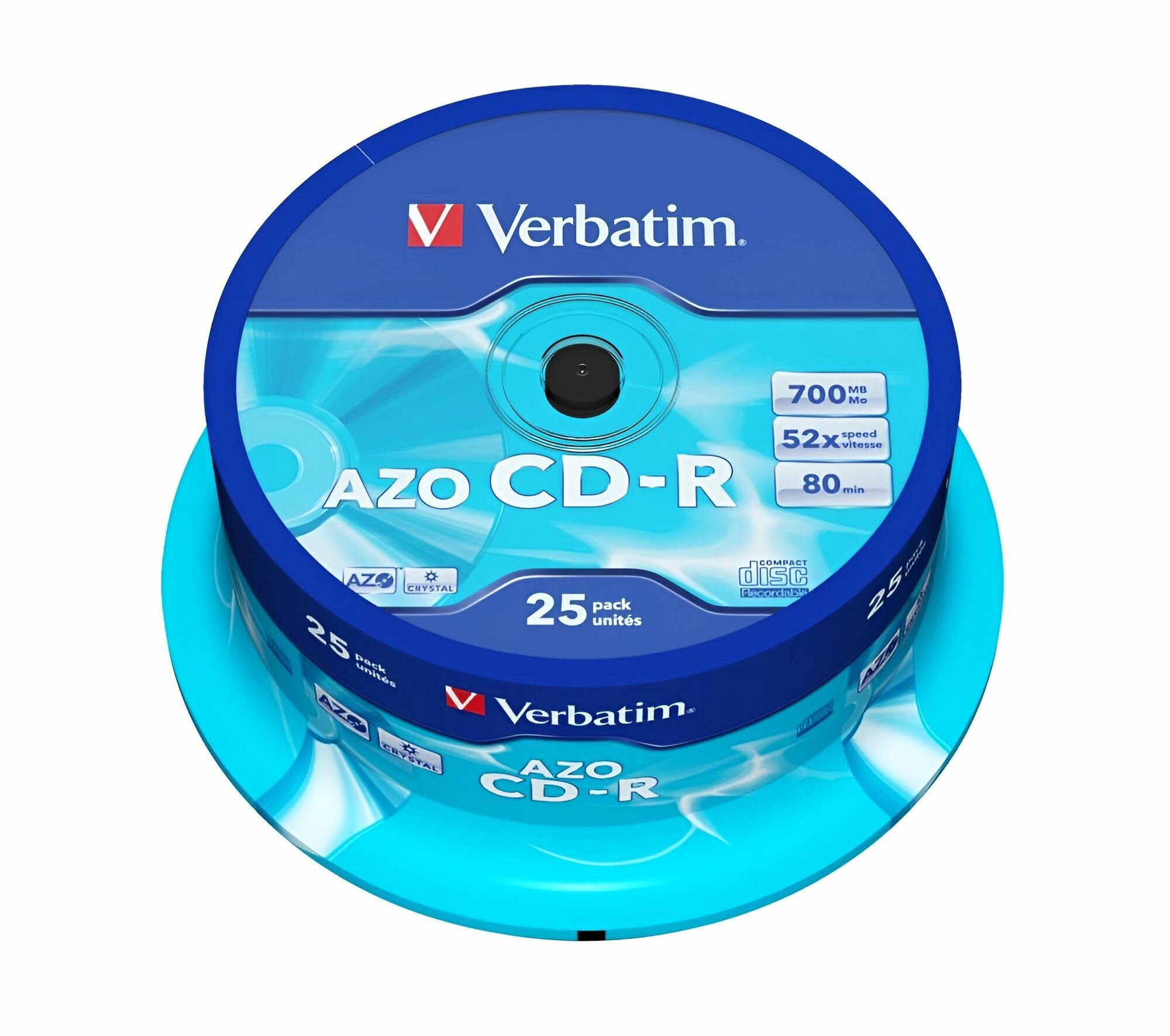 Оптические диски Verbatim CD-R 700 МБ 52X AZO Crystal 25 шт. на шпинделе