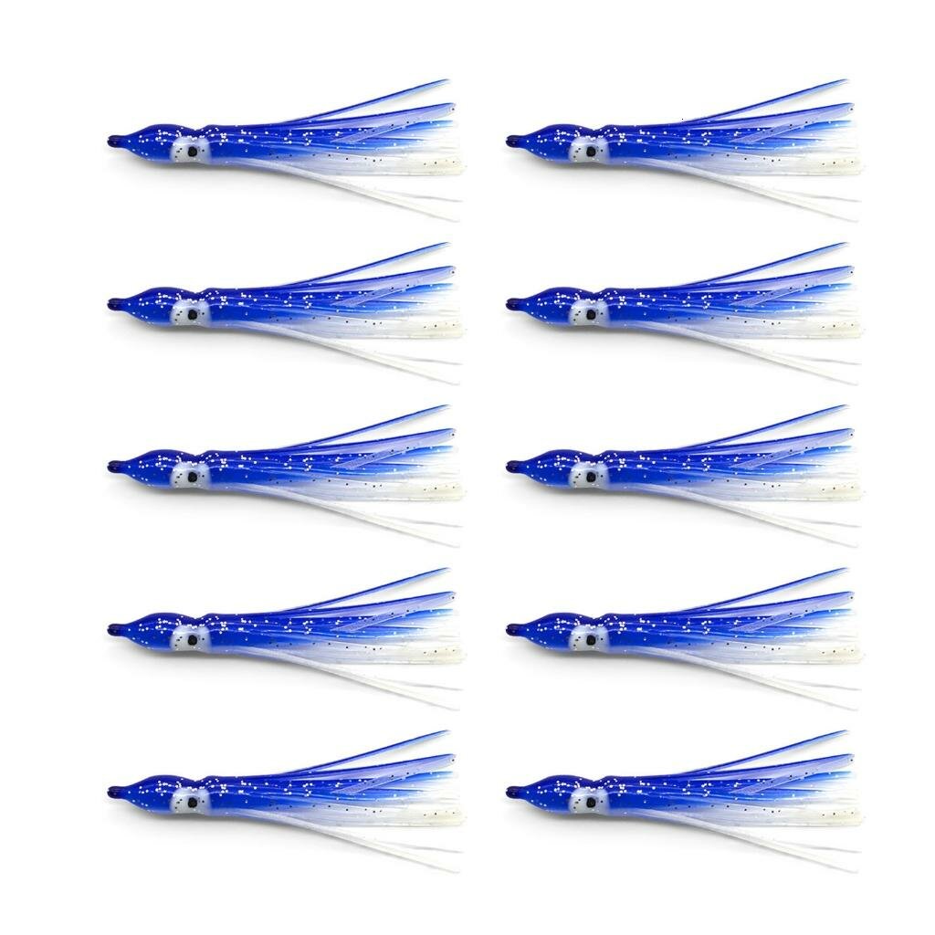 10шт Светящиеся Осьминог Джиг Крючки, Синий