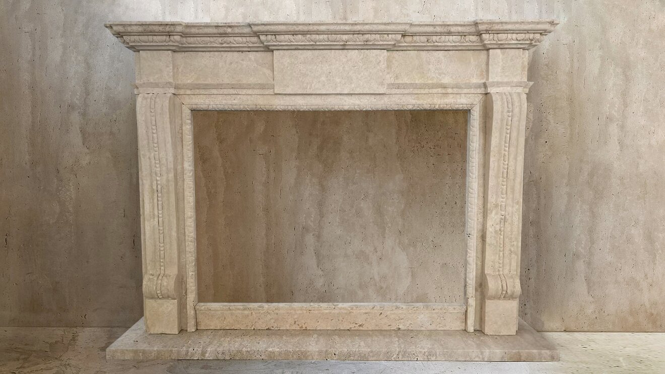 Каминный портал из натурального камня травертина Samon 631004001