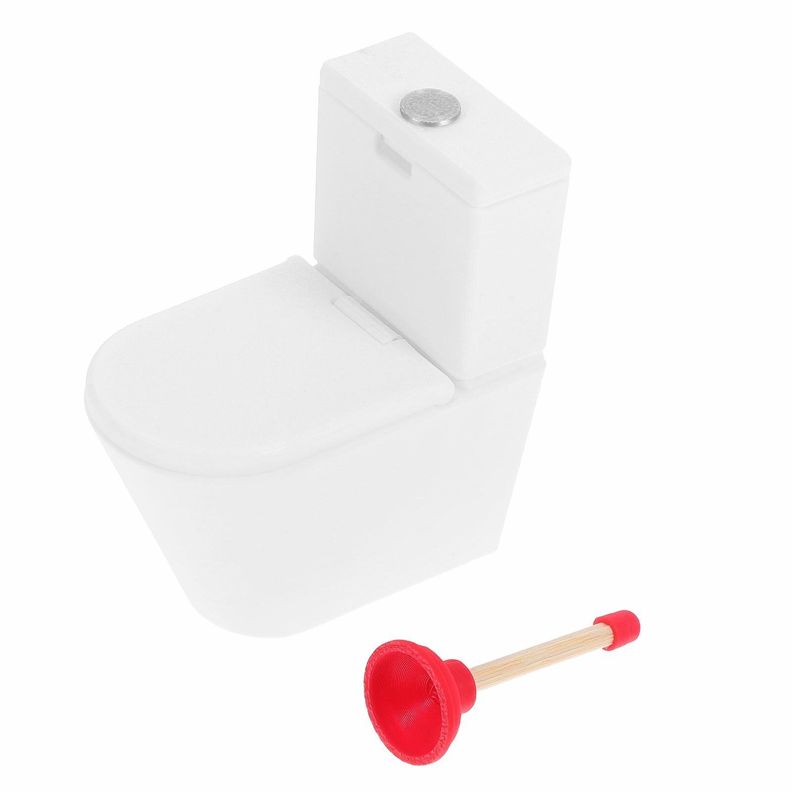 1 комплект мебели для ванной комнаты: миниатюрная модель туалета для кукольного домика, унитаз, вантуз, аксессуары для украшения кукольного игрового домика