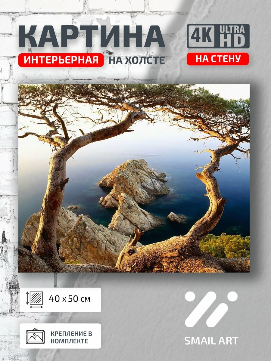 Картина на холсте интерьерная 40 на 50 на стену Утесом Landscape для офиса пейзаж интерьер