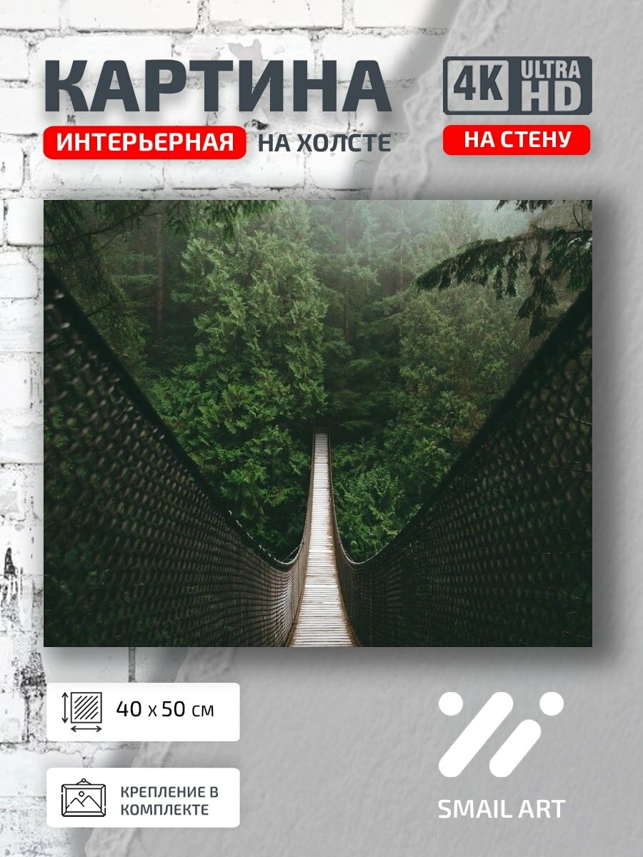 Картина на холсте интерьерная 40 на 50 на стену Природа Мост для офиса пейзаж