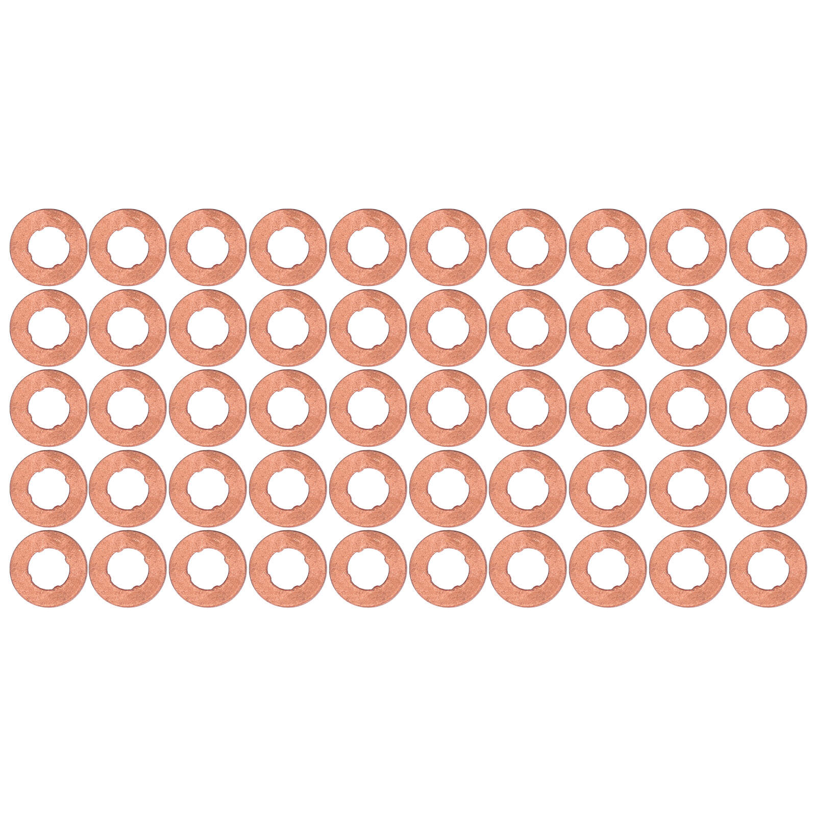 50Pcs Copper Washer Kit Flat Crush Sealing Ring Gasket Set for Boat Injector Nozzle FS060077