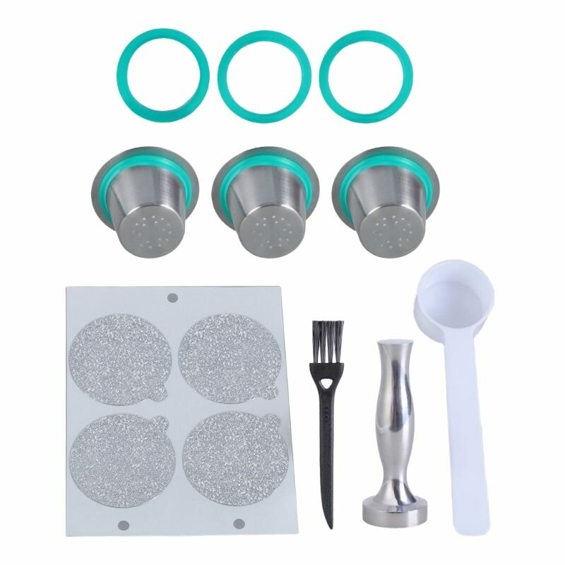 3 чашки, 1 молоток, 120 мл пленки, с ложкой, кисточкой, кофейные капсулы из нержавеющей стали