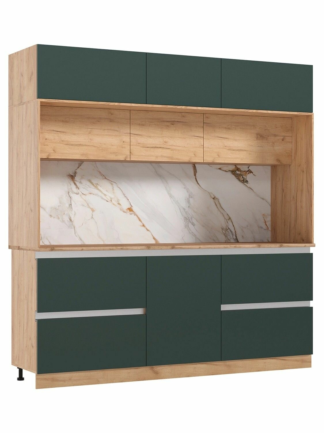 ЛДСП Кухня Карина Центральная секция 2200 (Изумрудный, Дуб Крафт)