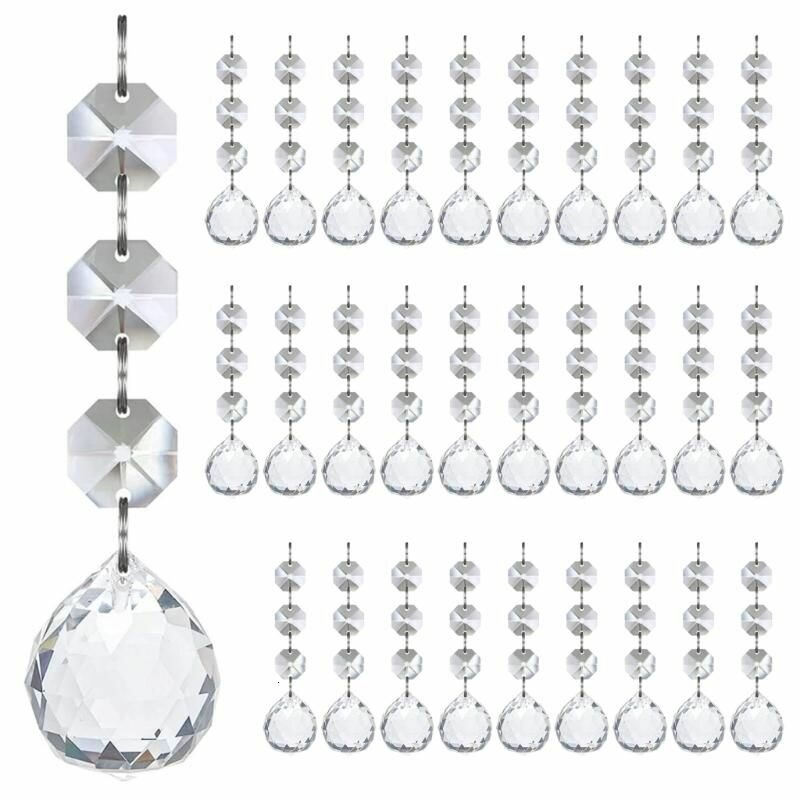 Рождественский кулон в виде снежинки из прозрачного акрилового хрусталя, 30 шт.-Набор акриловых шариков