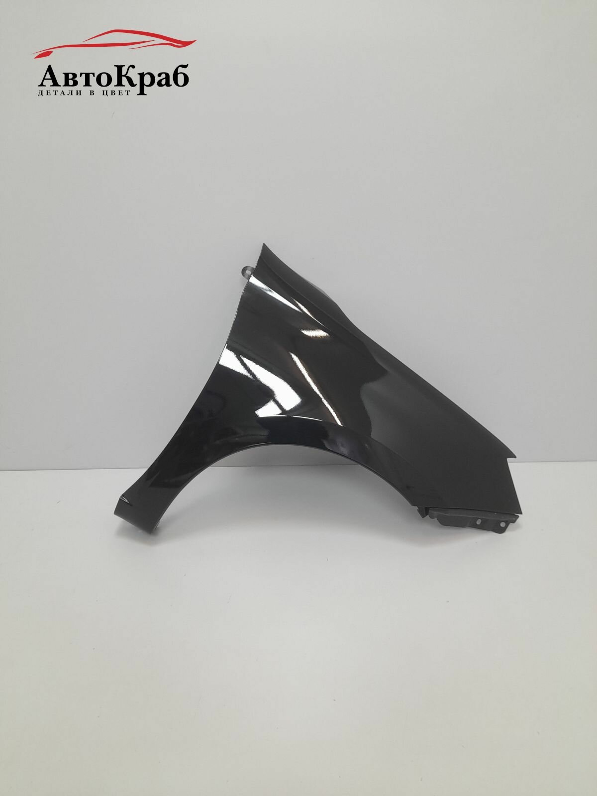 Крыло переднее правое металлическое без повторителя в цвет для Лада Гранта FL 2018 - 2025г. 672 - черная пантера, черный
