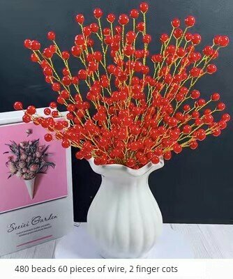 Набор для рукоделия: букет из искусственных красных ягод холли, материал для самостоятельного изготовления,